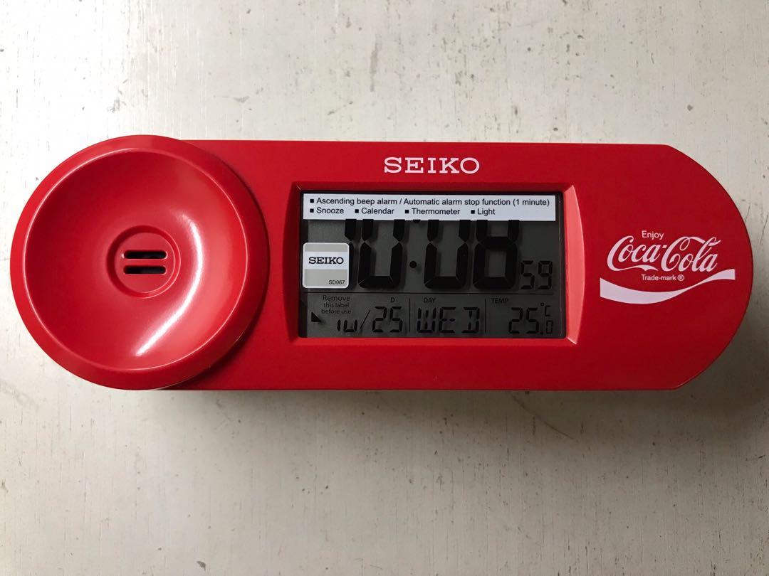 Seiko Coca-Cola Digital Alarm Clock QHL902R, Furniture & Home Living ...