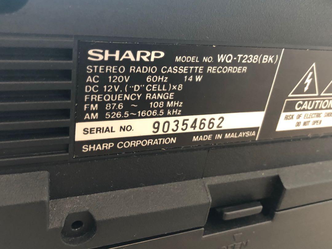 Vintage Sharp Twin Cam X-Bass Boombox WQ-T238 cassette tape player with ...