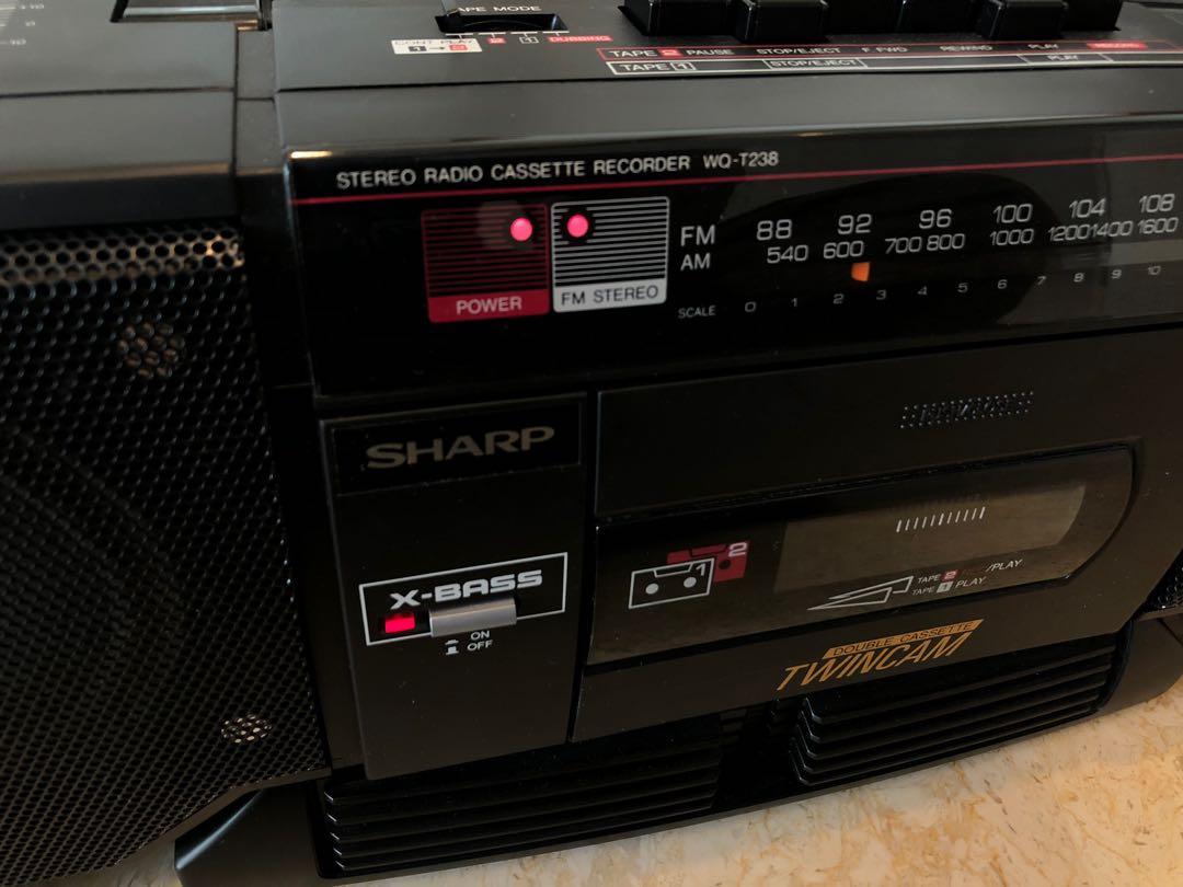 Vintage Sharp Twin Cam X-Bass Boombox WQ-T238 cassette tape player with ...