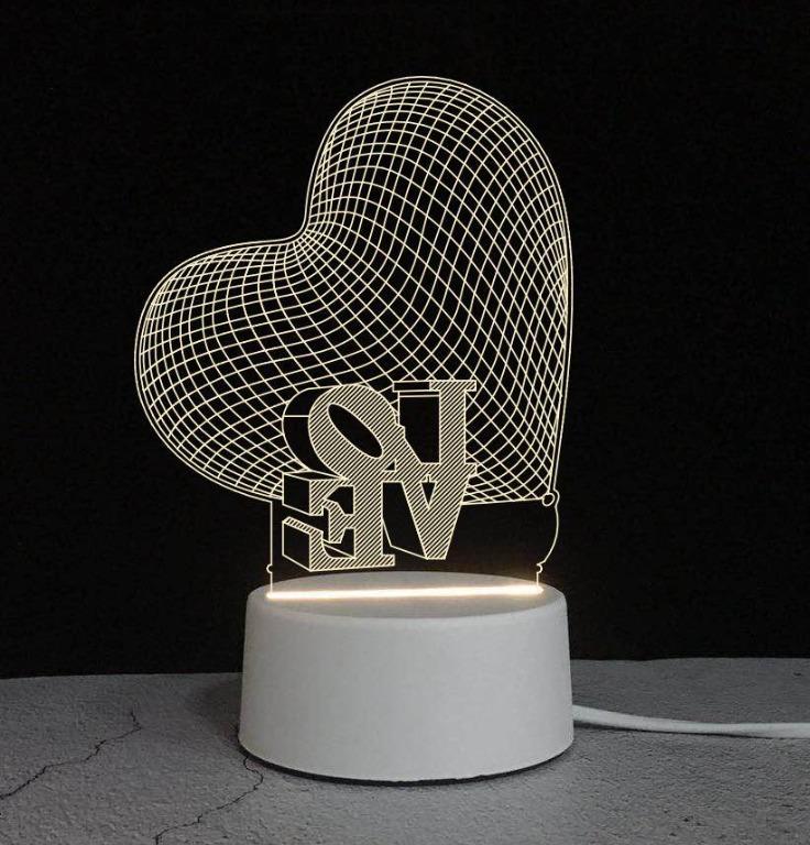 3D Acrylic Night Light, Optical Illusion Light Desk Lamp, Furniture ...
