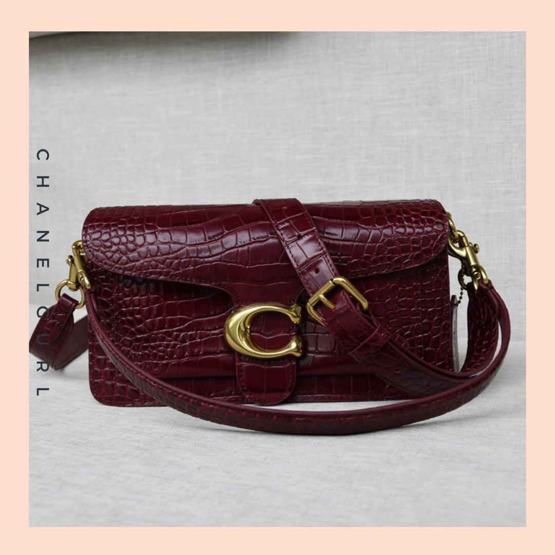 Coach Tabby 26 Croc Embossed Shoulder Crossbody Bag Black, Women's ...