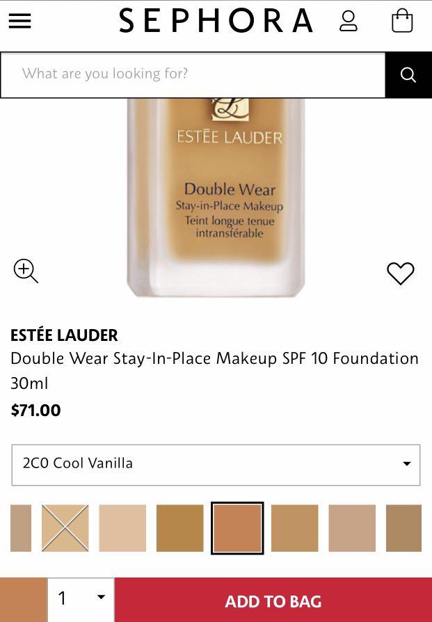 Estee Lauder EL Double Wear Foundation Bone 1W1 & Dawn 2W1 & Cool ...