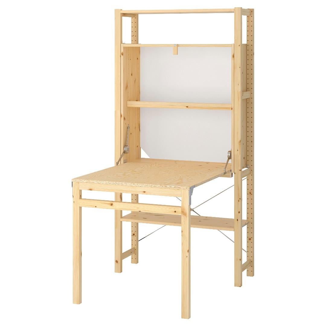 IKEA Ivar series - shelf + folding desk, 傢俬＆家居, 傢俬, 書櫃、櫃子及架 - Carousell