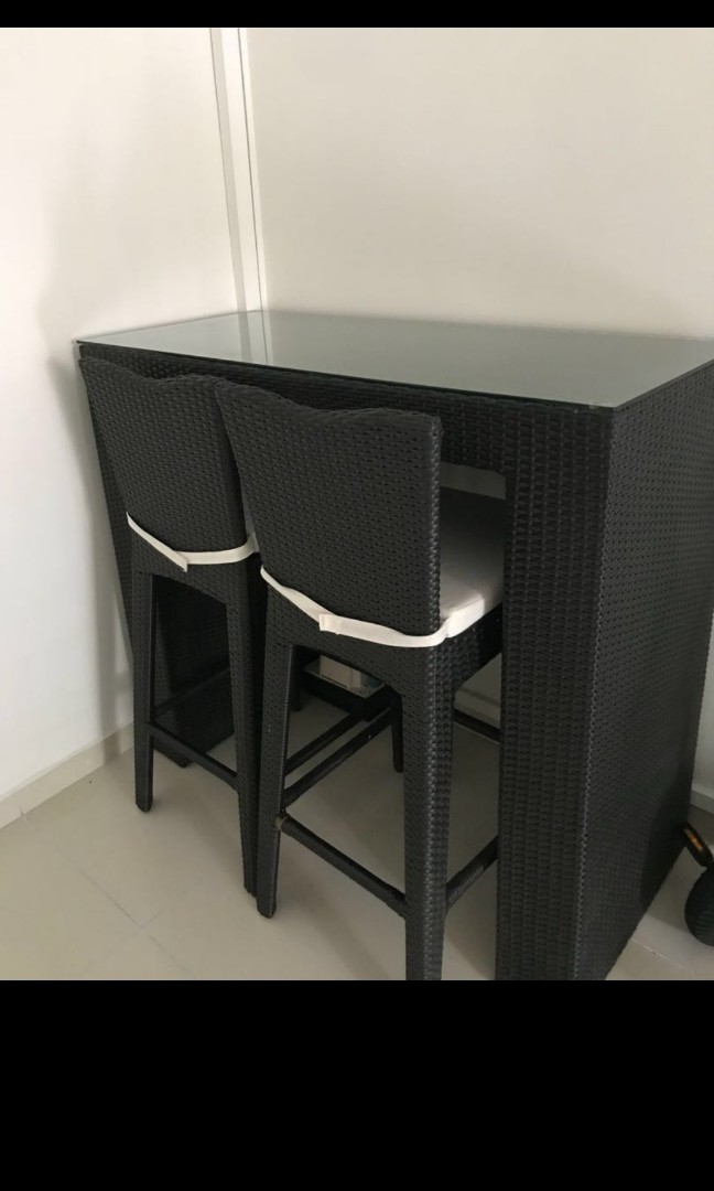Outdoor barang barang bar table with 2 chairs, Furniture & Home Living ...