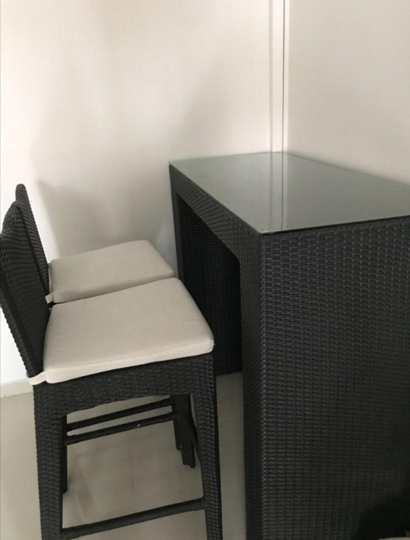 Outdoor barang barang bar table with 2 chairs, Furniture & Home Living ...
