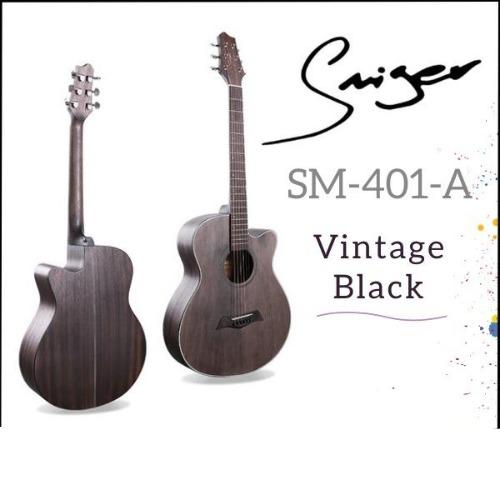 Smiger SM-401-A Acoustic-Electric Guitar w/Bag, Vintage Black (SM401 ...