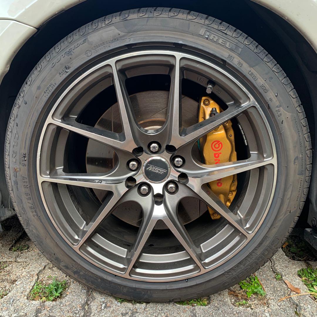 Subaru STI Brembo Gold BBK Brake Kit with Project Mu Front Pads and ...