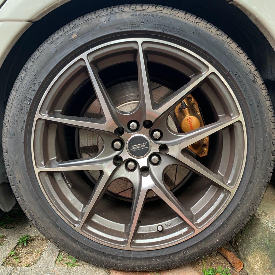 Subaru STI Brembo Gold BBK Brake Kit with Project Mu Front Pads and ...