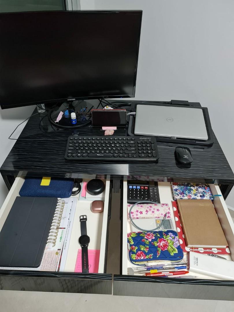 Used computer table, Furniture & Home Living, Furniture, Tables & Sets ...