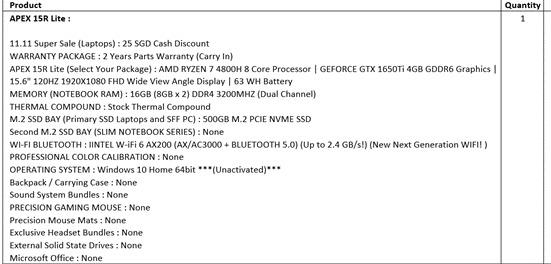 Aftershock Laptop Apex 15R Lite - AMD RYZEN 7 4800H 8 Core Processor ...