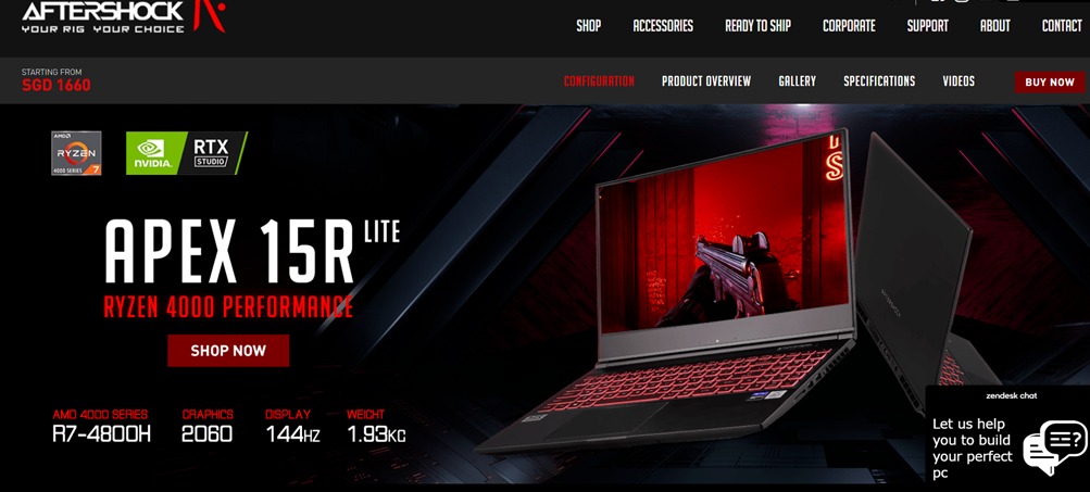 Aftershock Laptop Apex 15R Lite - AMD RYZEN 7 4800H 8 Core Processor ...