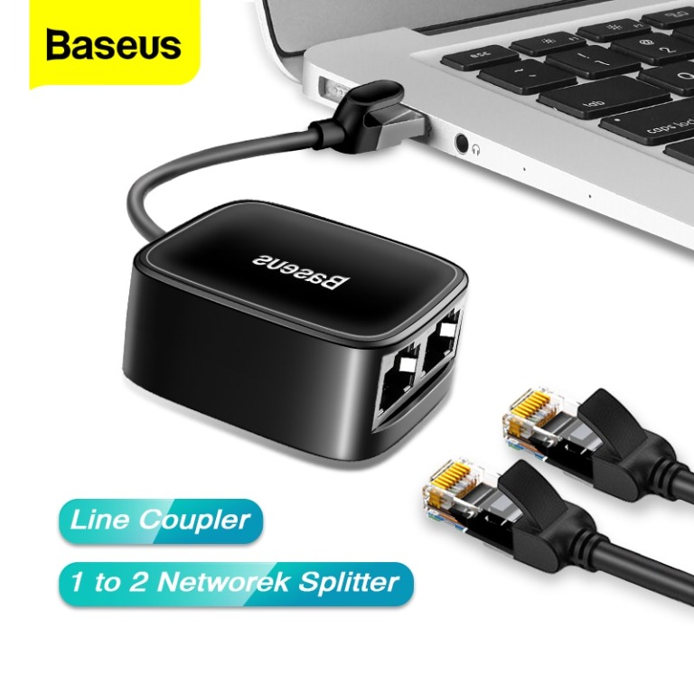 Baseus RJ45 Connector Adapter 1 to 2 High Speed Ethernet Cable Splitter ...