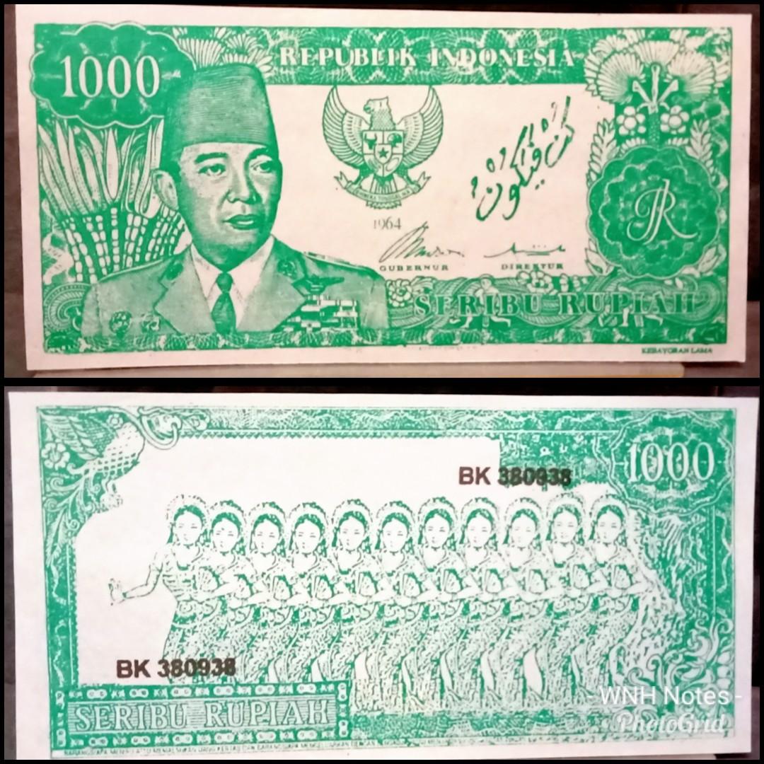 Duit Indonesia 1000 Rupiah (Sukarno Boleh Gulung), Hobbies & Toys ...