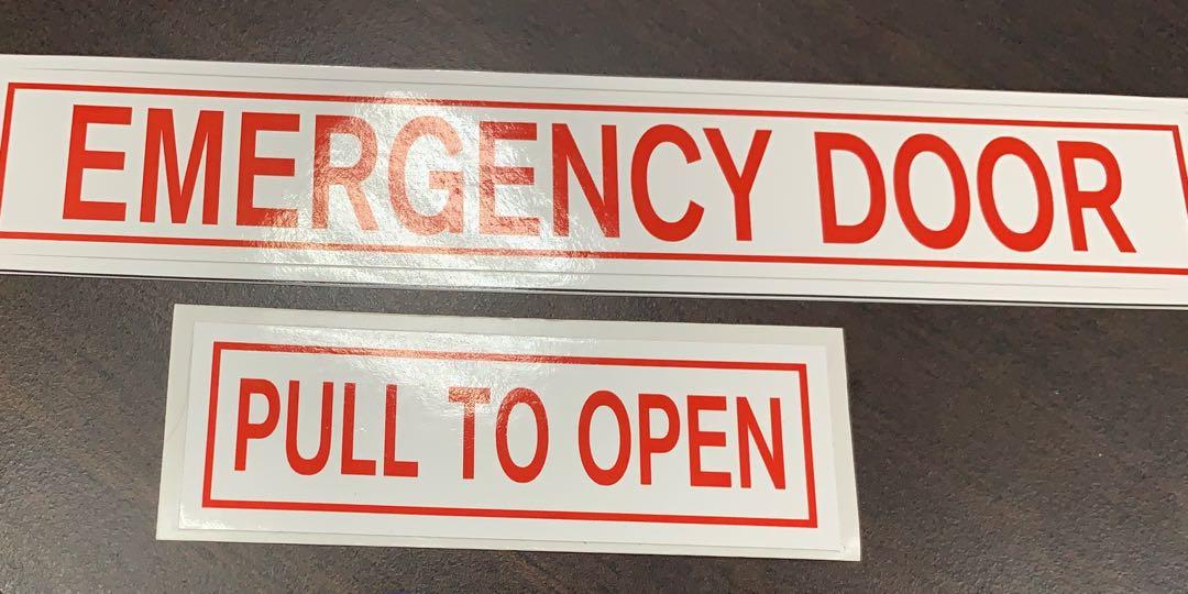 Emergency Door / Pull To Open Stickers for Buses Inspection, Car ...