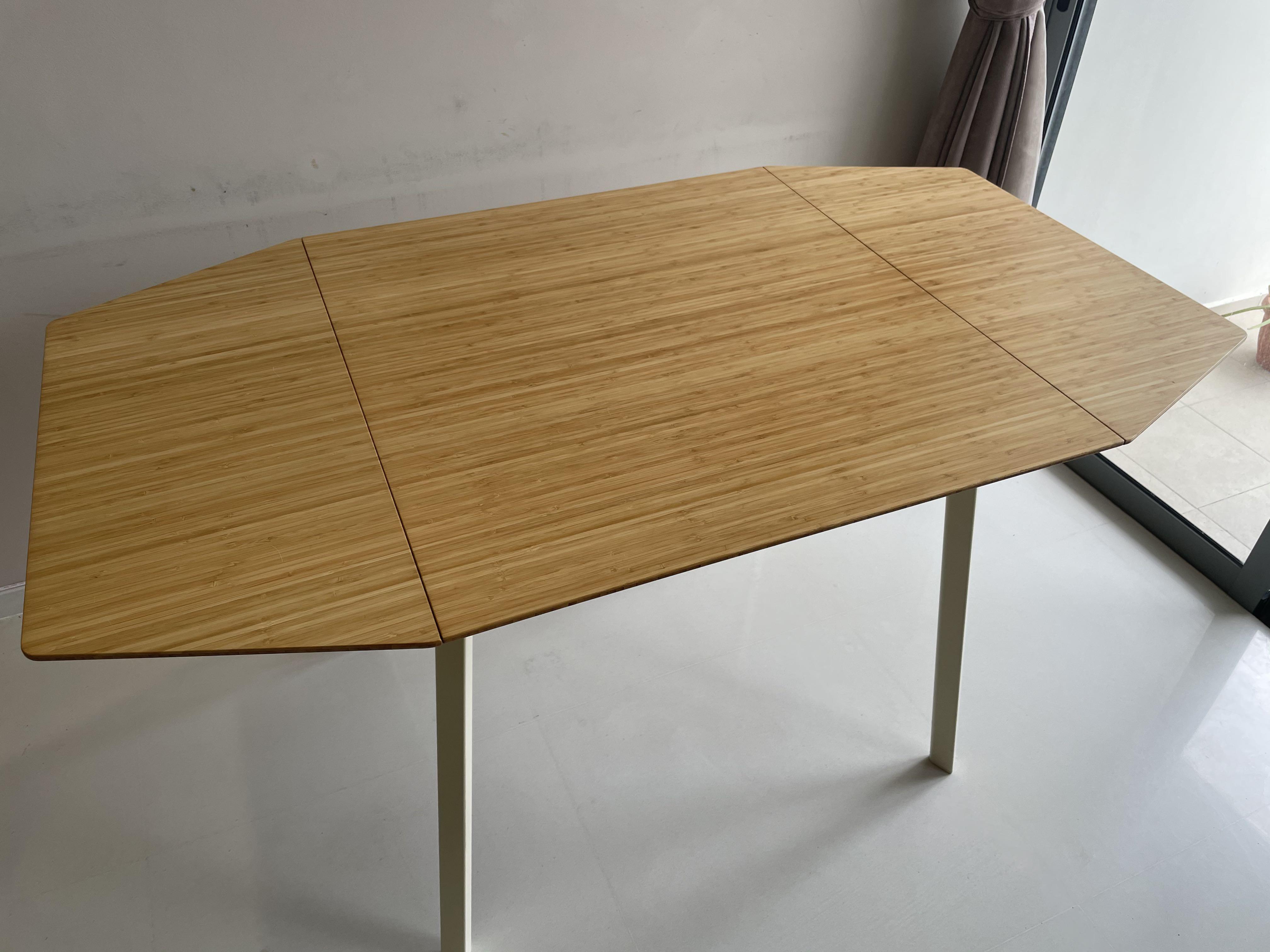 IKEA PS 2012 Drop-leaf table Bamboo/White Dining Table with Chairs ...
