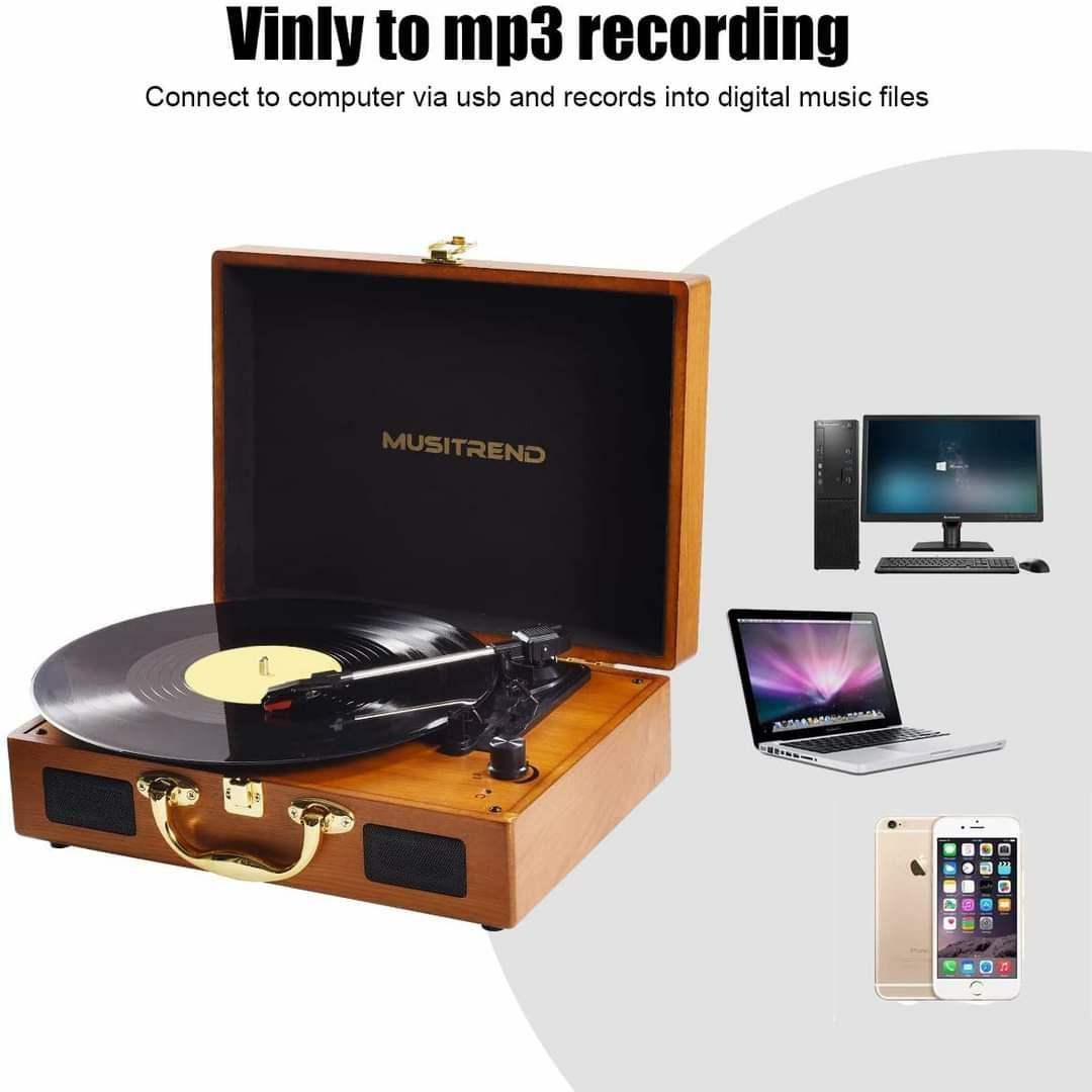 Musitrend Record Player Vinyl Turntable 3 Speed Vintage Record Players ...