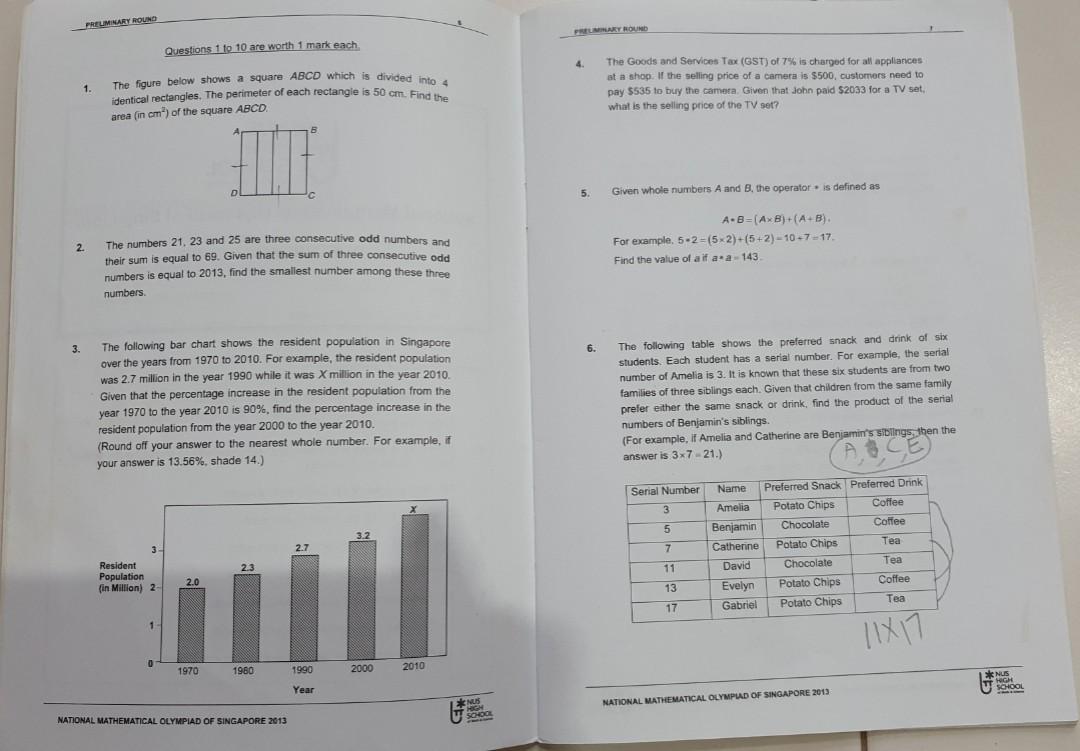 National Mathematical Olympiad Of Singapore