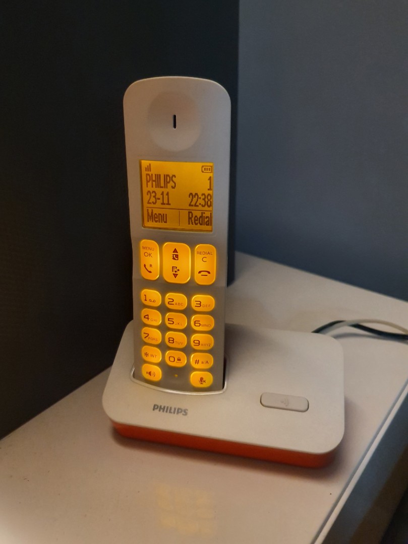 Orange/White Philips Cordless Phone, Mobile Phones & Gadgets, Mobile ...