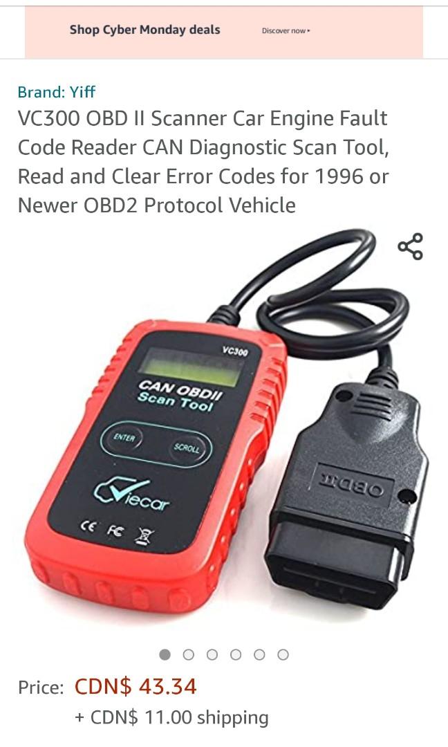 VC300 OBD II Scanner Car Engine Fault Code Reader CAN Diagnostic Scan ...