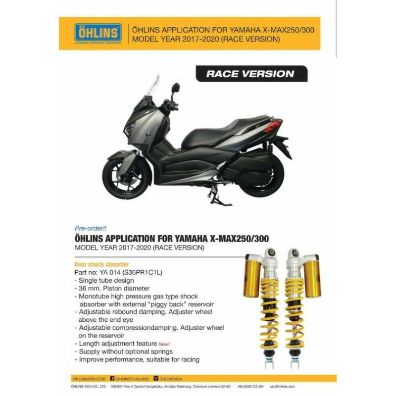 Xmax Ohlins YA014 Sport version, Motorcycles, Motorcycle Accessories on ...