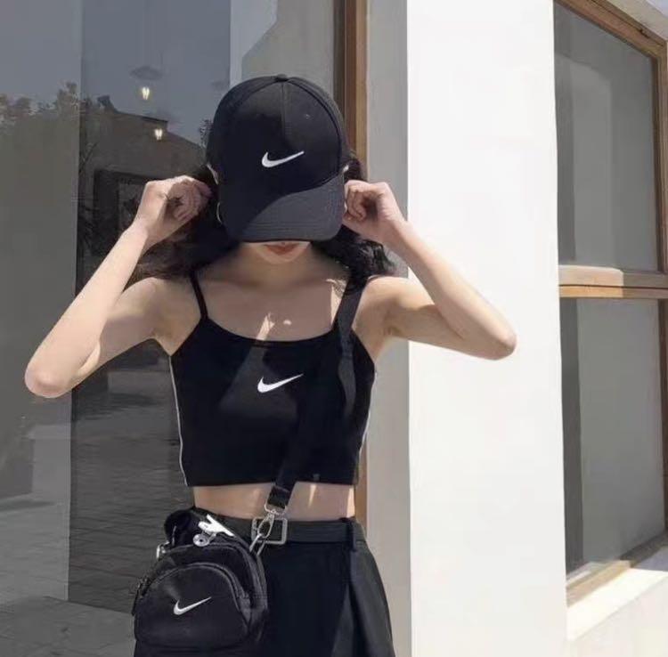 [ nike tick spaghetti crop top ] ulzzang harajuku korean, Women's ...