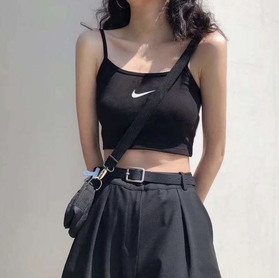 [ nike tick spaghetti crop top ] ulzzang harajuku korean, Women's ...