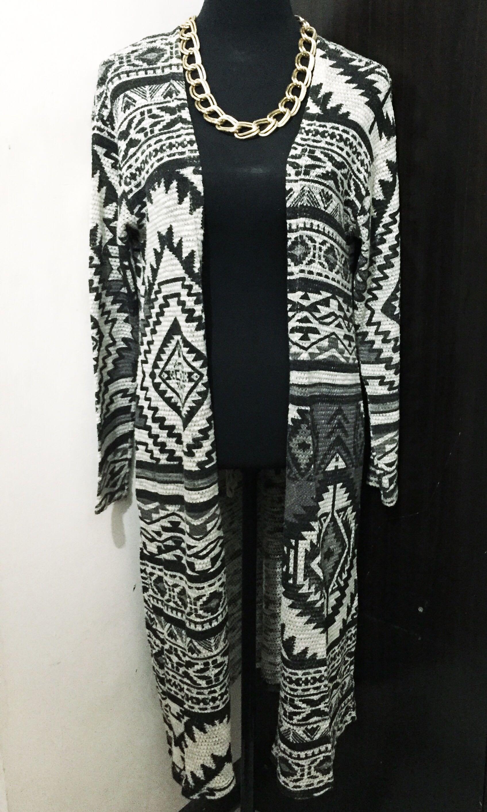 Aztec Long Cardigan, Women's Fashion, Coats, Jackets and Outerwear on ...