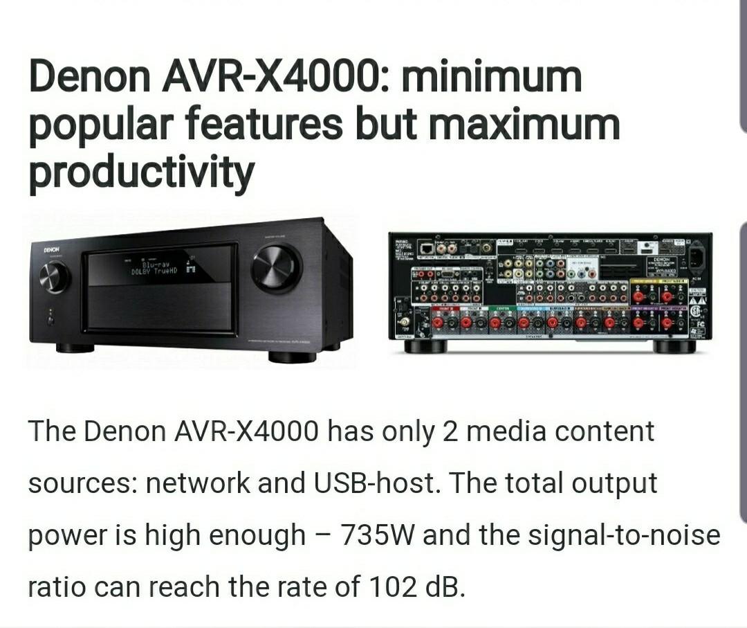 Denon AVR X4000 receiver 7.2 channel with 9.2 chn processing, Audio ...