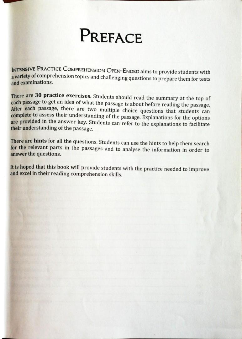 Intensive Practice in Comprehension Open-ended - P6, Hobbies & Toys ...