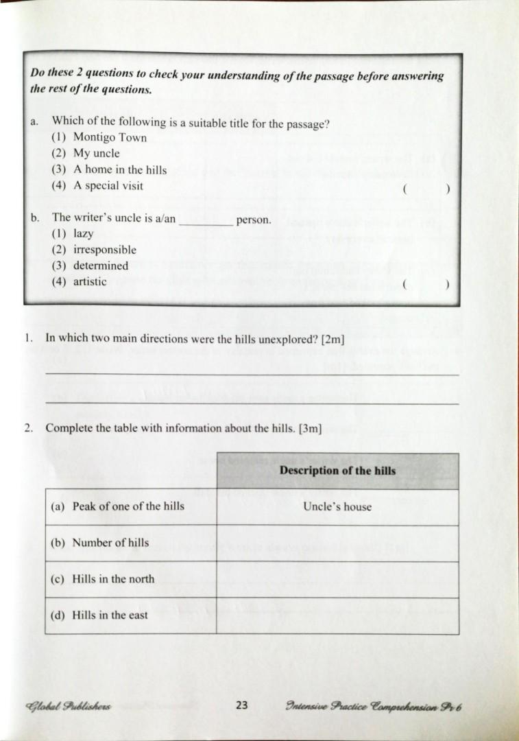 Intensive Practice in Comprehension Open-ended - P6, Hobbies & Toys ...