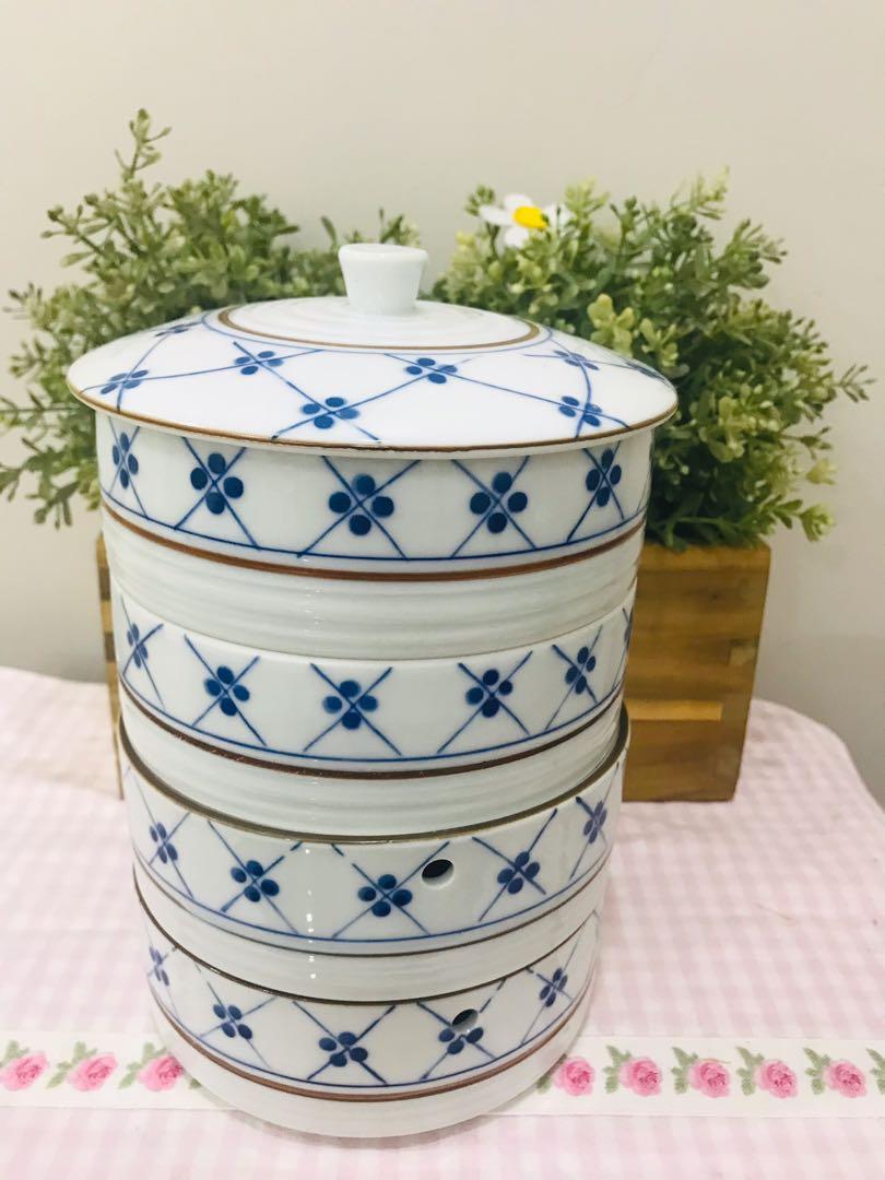 Japanese porcelain 4 level bowl with lid, Furniture & Home Living ...