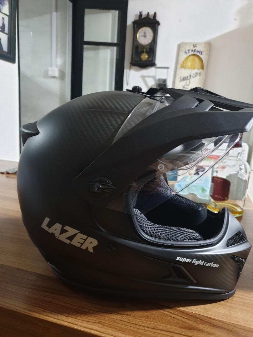 Lazer Enduro carbon helmet, Motorcycles, Motorcycle Apparel on Carousell