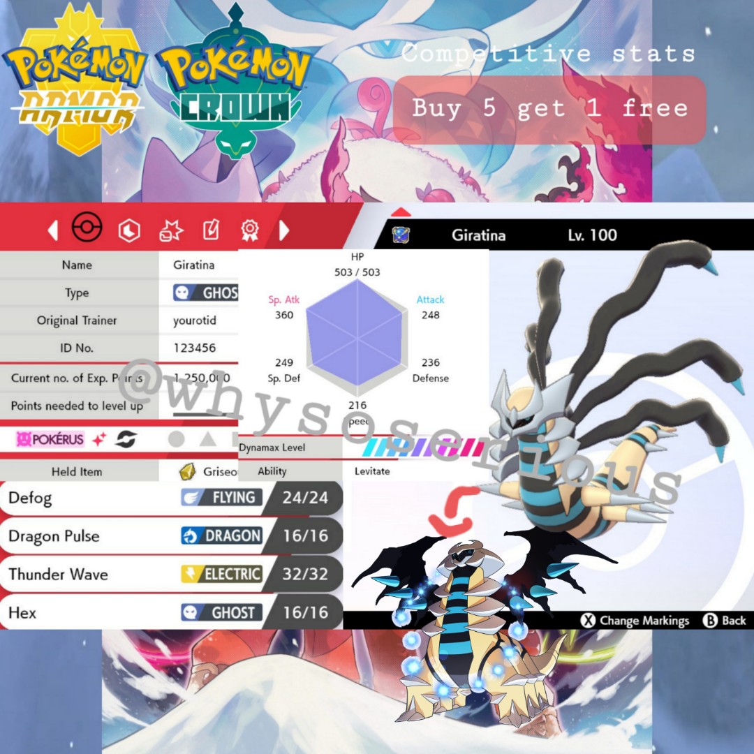 Square Shiny Giratina, Pokemon Sword and Shield, Crown tundra, Video ...