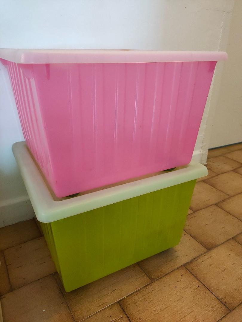Stackable Ikea storage box with castor wheels, Furniture & Home Living ...