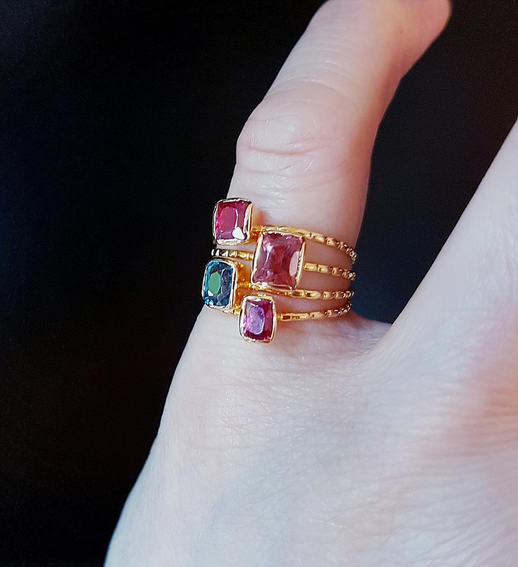 MYANMAR MULTI-COLOURED SPINEL RING IN 18K SOLID YELLOW GOLD, Women's ...
