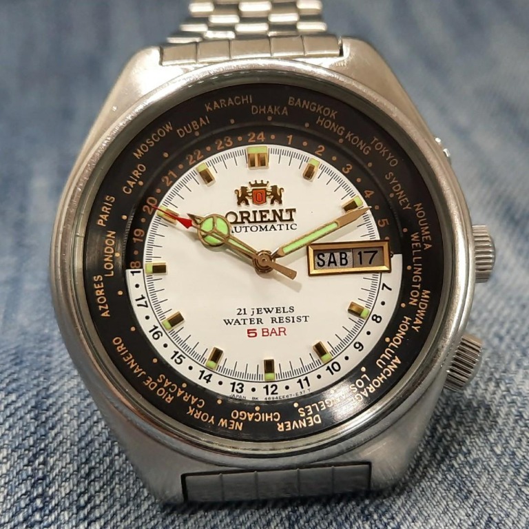 Vintage Orient 469EE6-71 "World Time" 21 Jewels Automatic Men's Watch ...