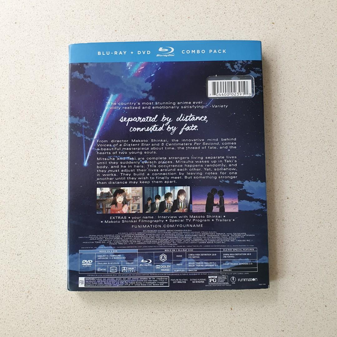 Your Name Blu-ray + DVD (with slip cover), Hobbies & Toys, Music ...
