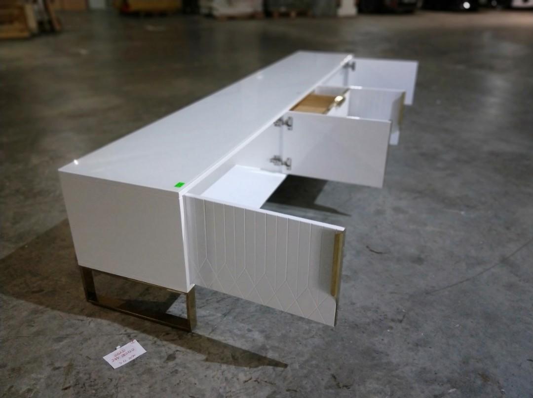 ASTROI LUX Large TV Console in WHITE with Gold Frame, Furniture & Home ...