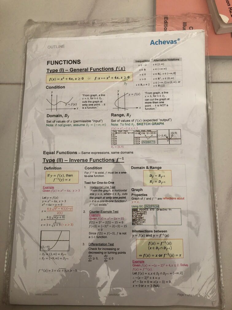 H2 A Level Mathematics Achevas Outline, Hobbies & Toys, Books ...