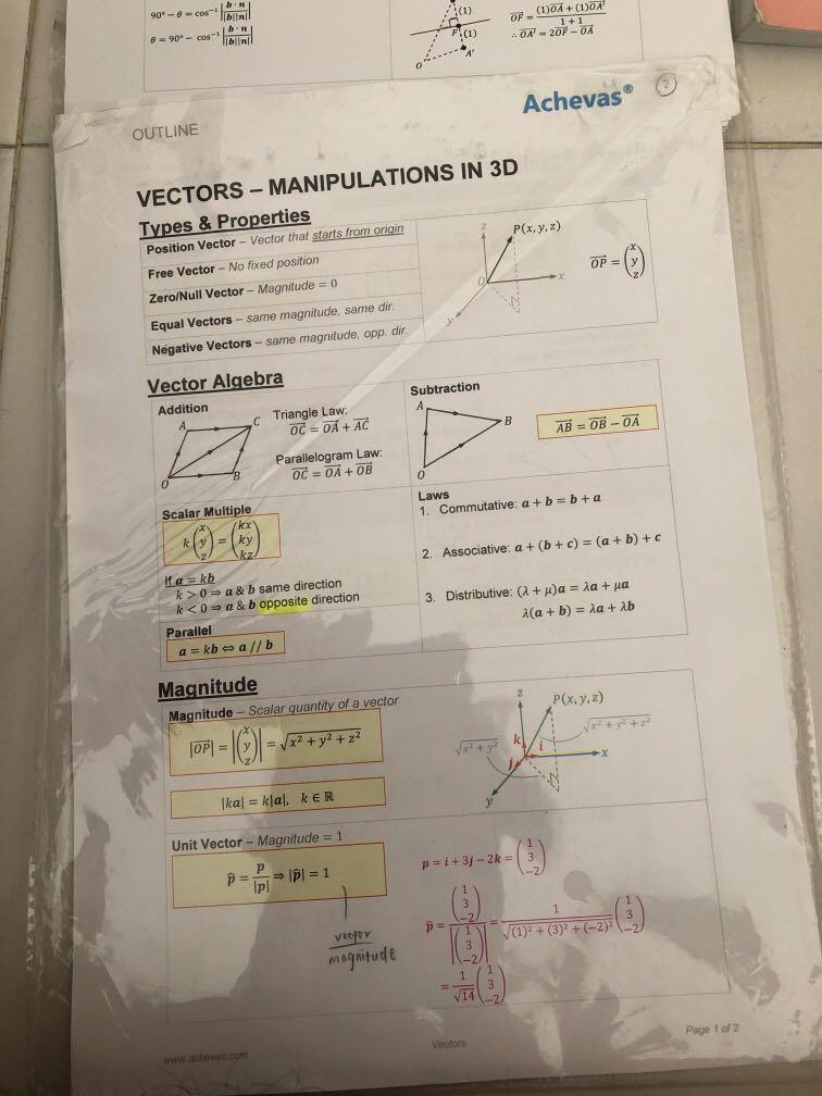 H2 A Level Mathematics Achevas Outline, Hobbies & Toys, Books ...
