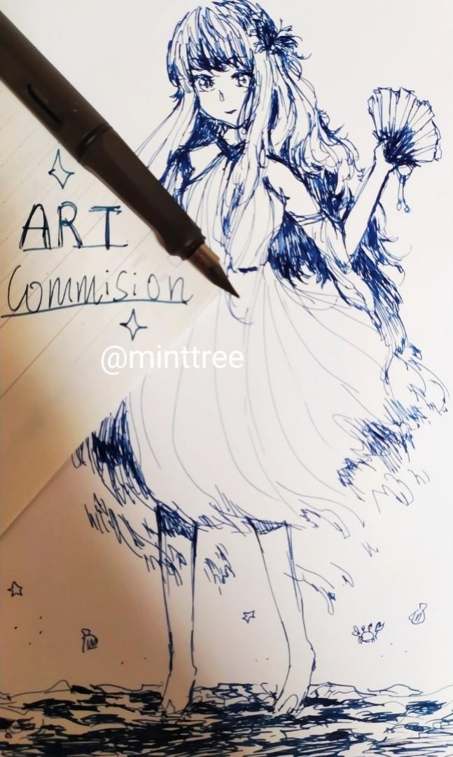 Art commission ~ manga/anime style (Ink), Hobbies & Toys, Stationery ...