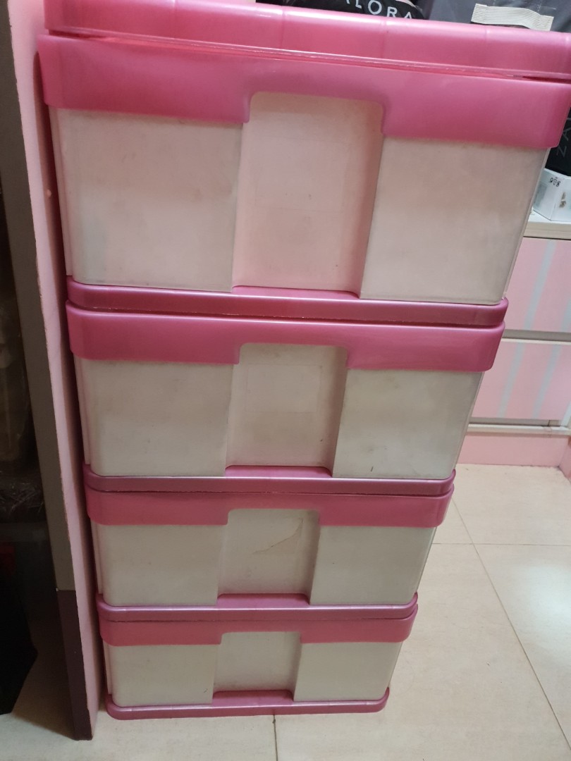 Plastic Container Drawers 4 tier, Furniture & Home Living, Home ...
