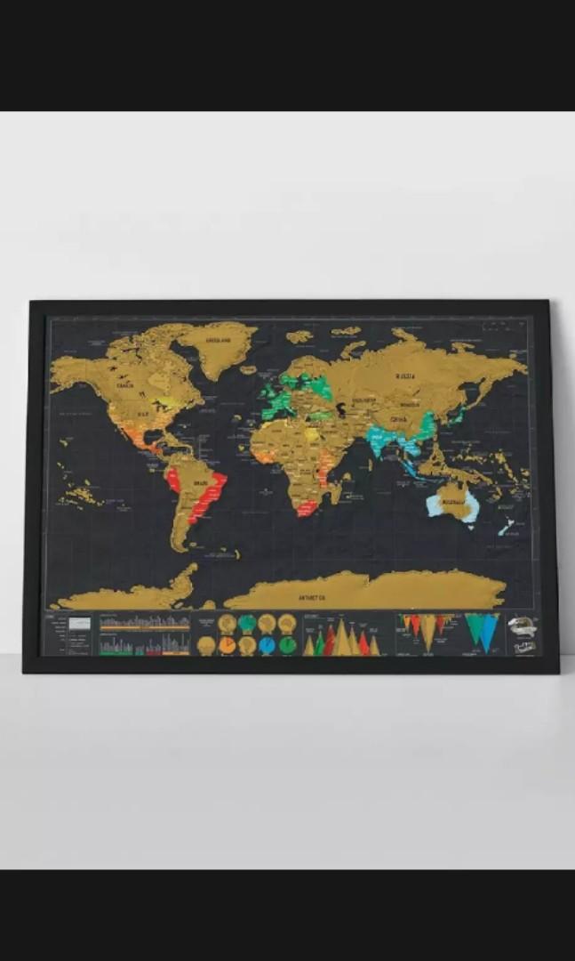 Scratch Map Deluxe Edition, Furniture & Home Living, Home Decor, Frames ...