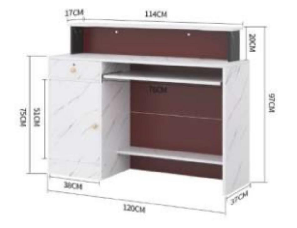 120 cm BLACK HITAM counter table cashier desk meja reception, Furniture ...