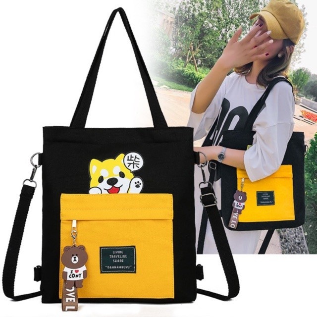 2 color Korean Canvas 3 way bag cd1103, Women's Fashion, Bags & Wallets ...