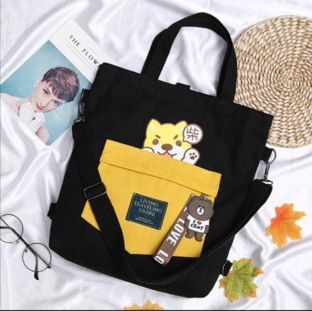2 color Korean Canvas 3 way bag cd1103, Women's Fashion, Bags & Wallets ...