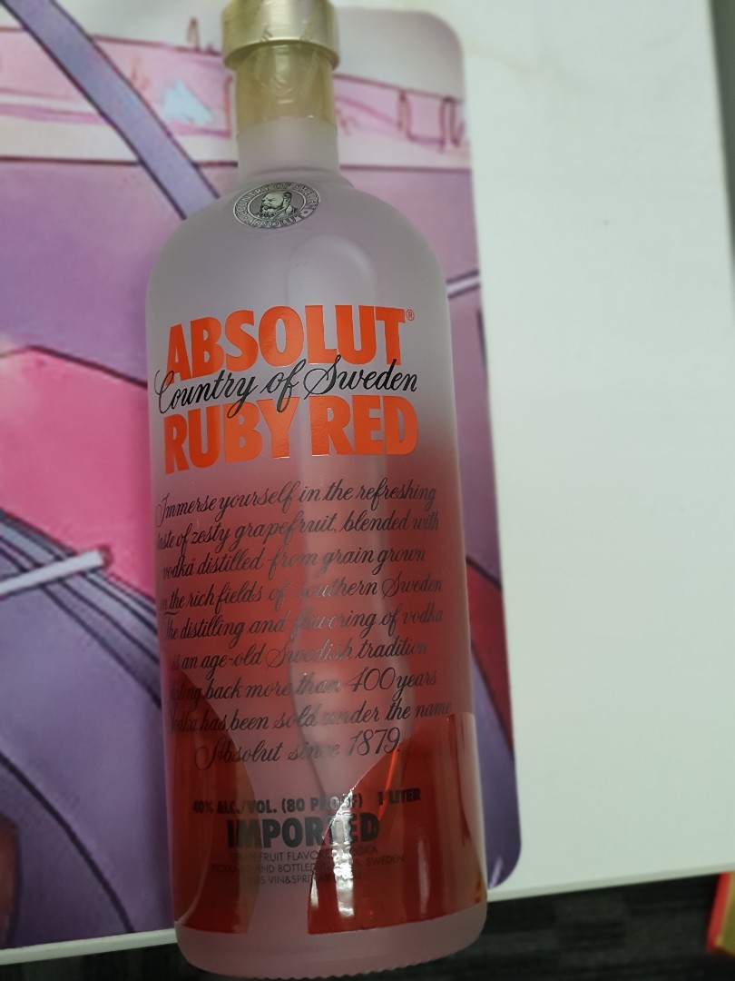 Absolut vodka ruby red 1L, Food & Drinks, Alcoholic Beverages on Carousell