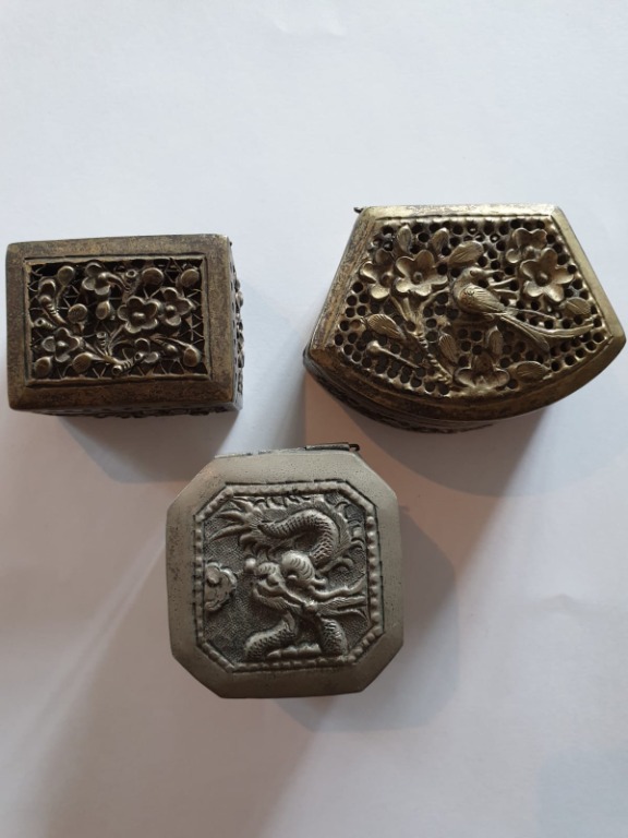 Antique Set of Peranakan Traditional Ceremonial Metal Boxes with ...