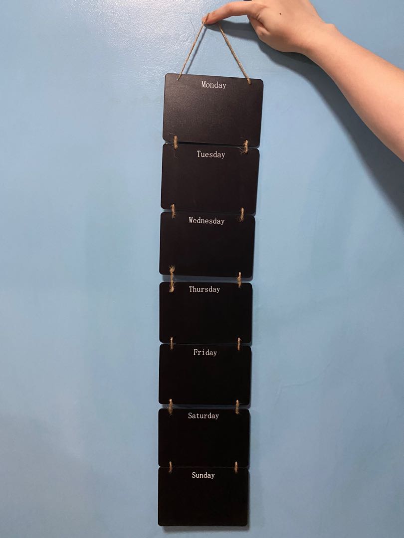 Hanging Chalkboard Weekly Calendar, Furniture & Home Living, Home Decor ...