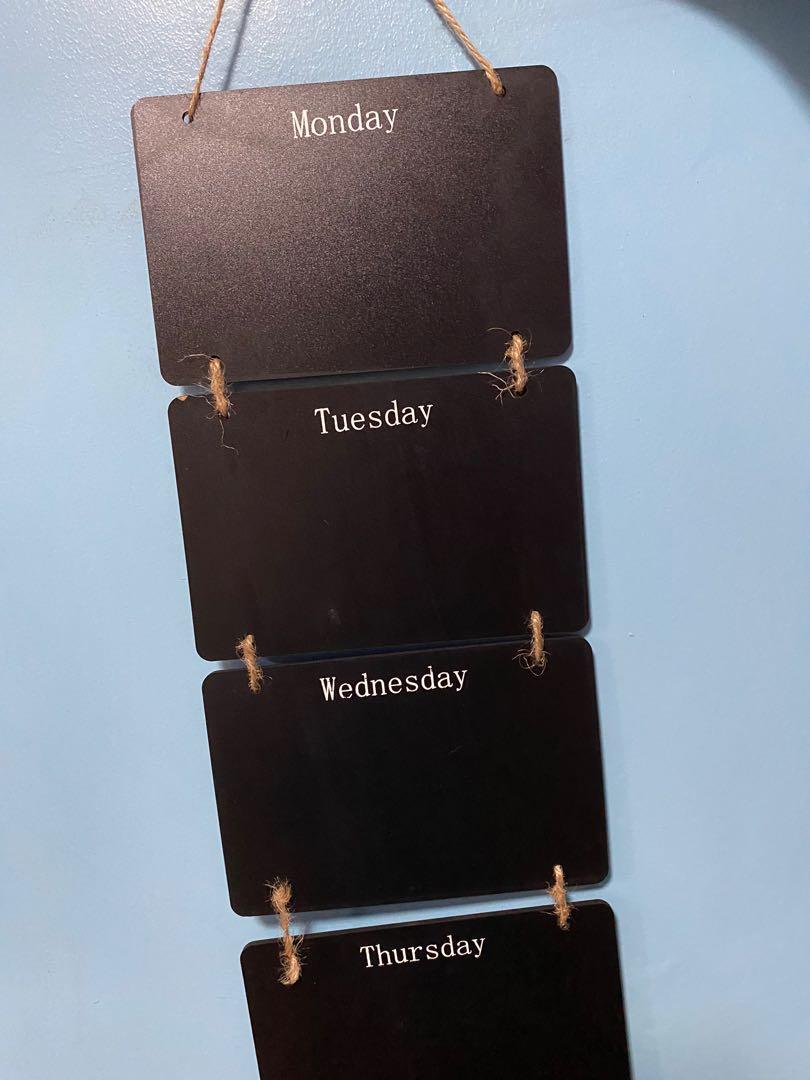 Hanging Chalkboard Weekly Calendar, Furniture & Home Living, Home Decor ...